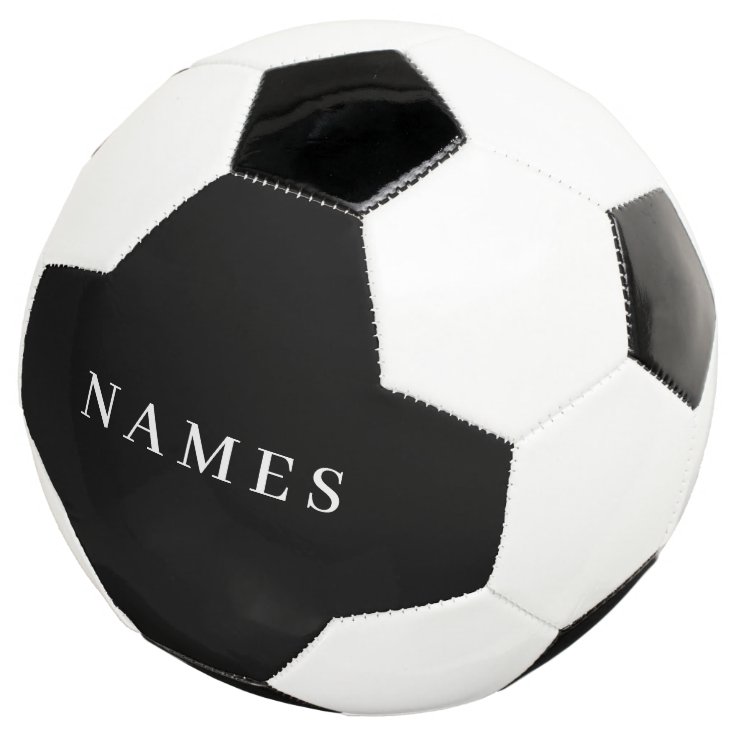 Simple Black Custom Add Your Name Elegant Soccer Ball | Zazzle