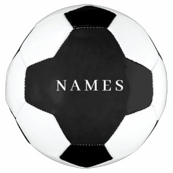 Simple Black Custom Add Your Name Elegant Soccer Ball | Zazzle