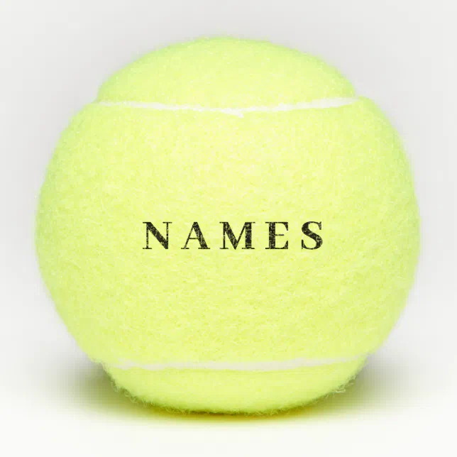 Simple Black Custom Add Your Name Elegant Tennis Balls | Zazzle