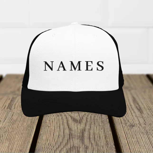 Simple Black Custom Add Your Name Elegant Trucker Hat | Zazzle