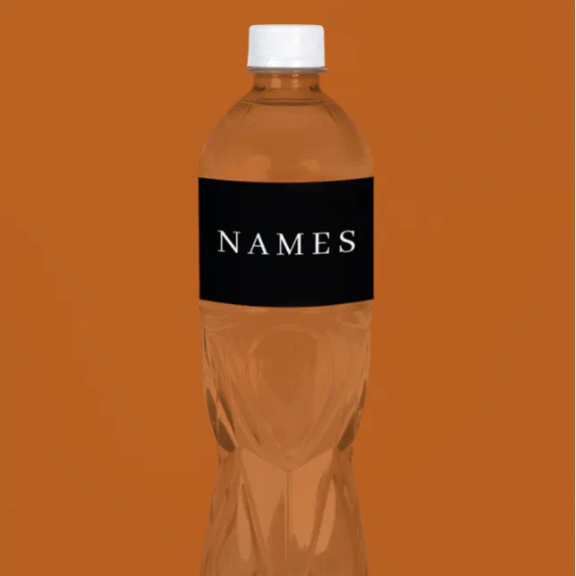 Simple Black Custom Add Your Name Elegant Water Bottle Label | Zazzle