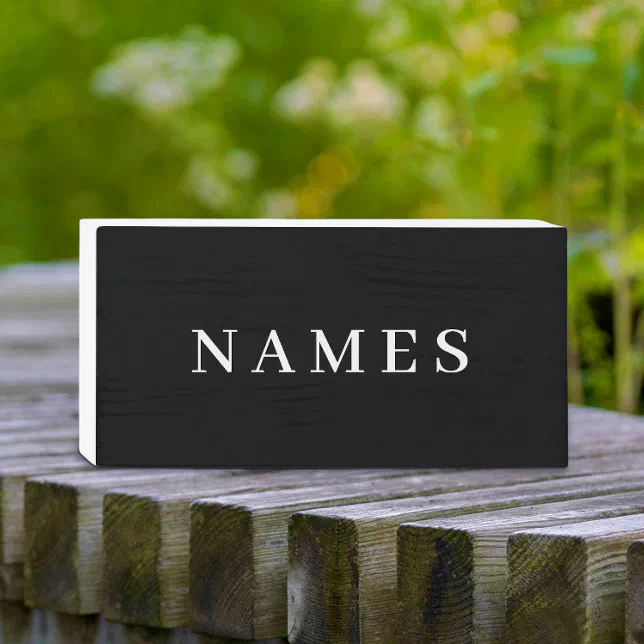 Simple Black Custom Add Your Name Elegant Wooden Box Sign | Zazzle