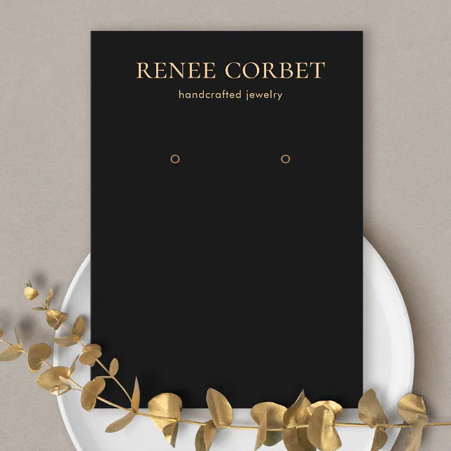 Simple Black Earring Display Card | Zazzle