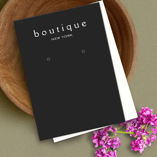 Simple Black Earring Display Card | Zazzle