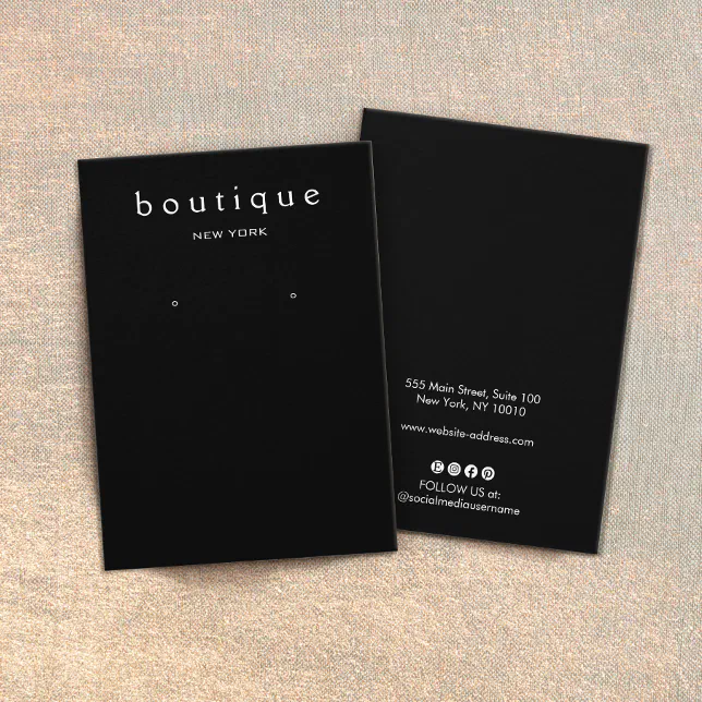 Simple Black Earring Display Card Holder | Zazzle