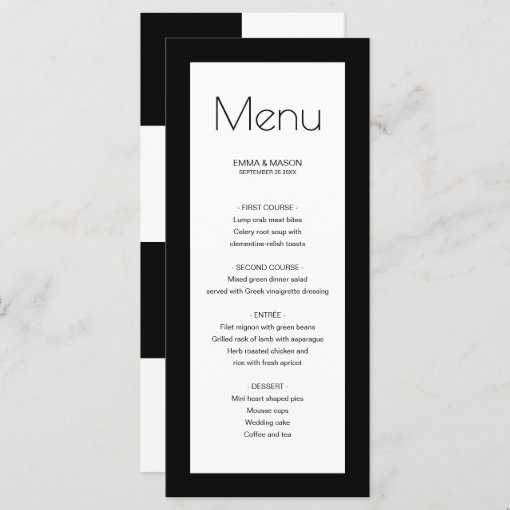 Simple Black Frame Menu | Zazzle