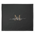 Simple Black Gold Monogram Elegant Girly Script Duvet Cover | Zazzle