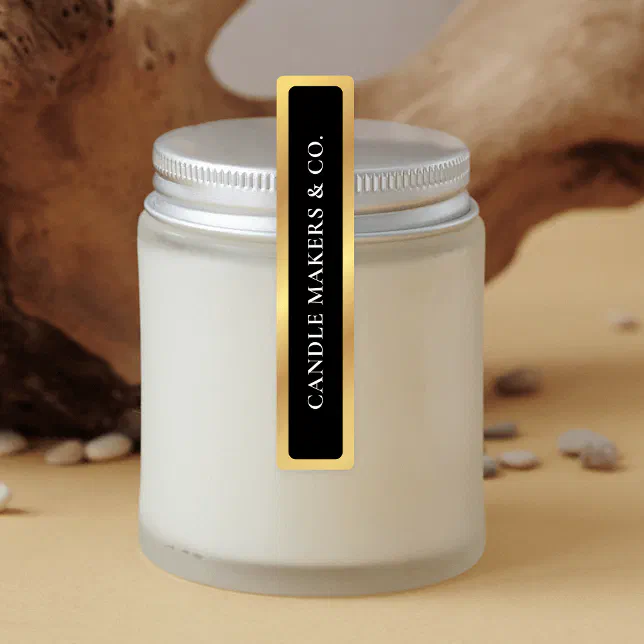 Simple Black & Gold Tamper Proof Thin Candle Label | Zazzle