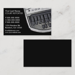 Simple black gray court reporter business cards | Zazzle