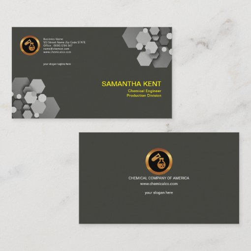 Simple Black Hexagonal Crystals Chemical Engineer Business Card | Zazzle