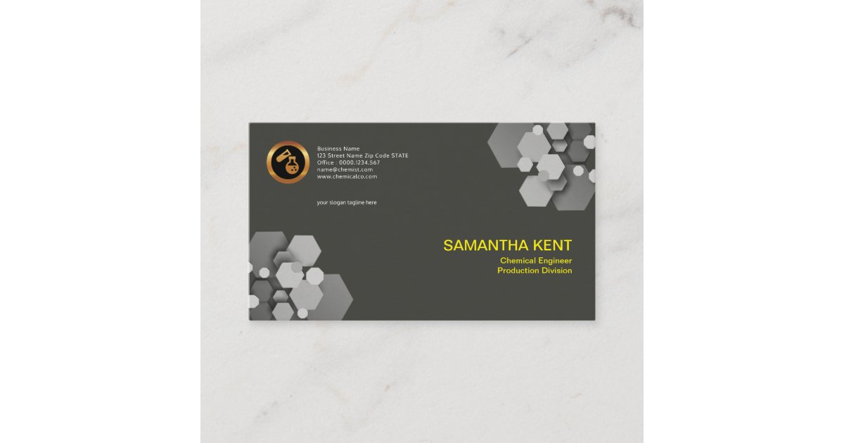 Simple Black Hexagonal Crystals Chemical Engineer Business Card | Zazzle