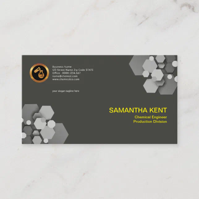 Simple Black Hexagonal Crystals Chemical Engineer Business Card | Zazzle