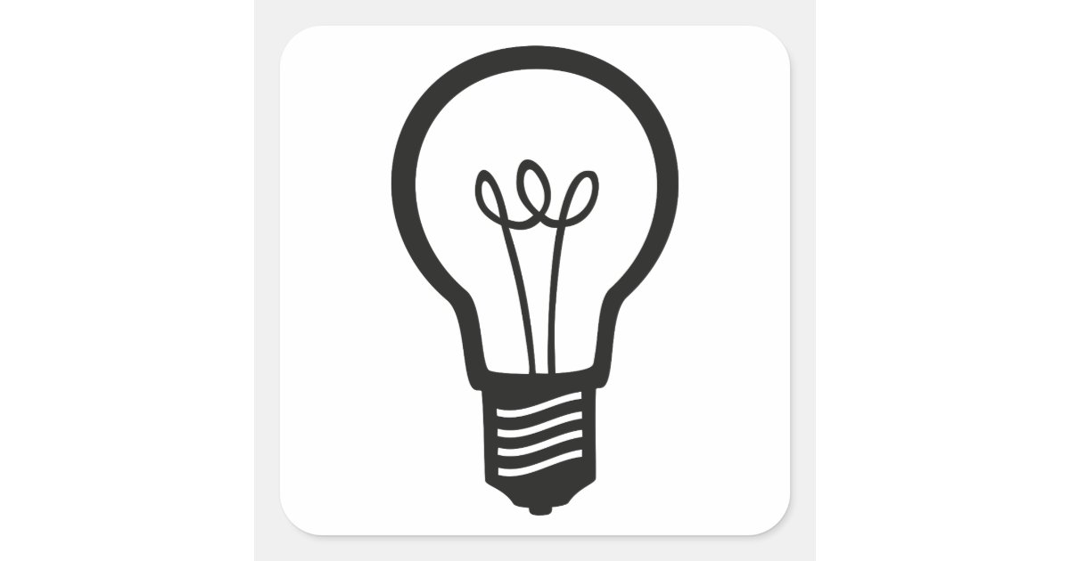 Simple Black Light Bulb for Many Creative Ideas Square Sticker | Zazzle