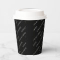 Simple Black Minimal Custom Text Pattern Paper Cup | Zazzle