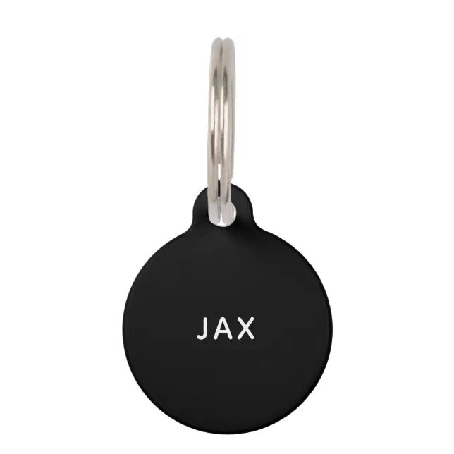 Simple black minimalist custom name dog pet ID tag | Zazzle