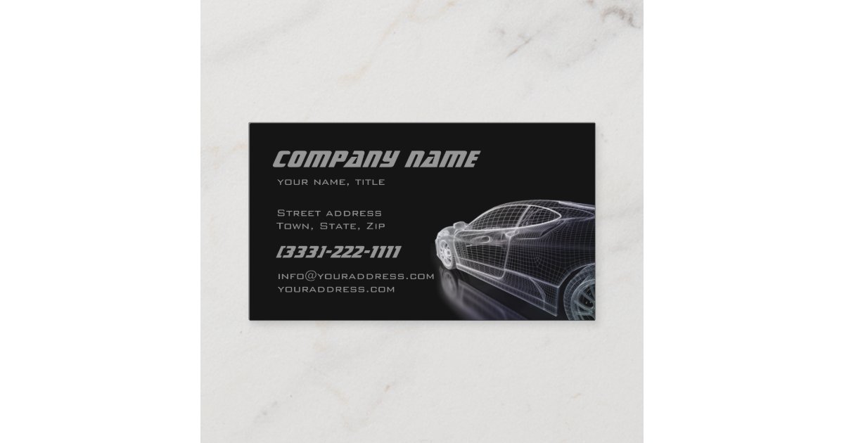 Simple Black Model Of A Car Business Card | Zazzle