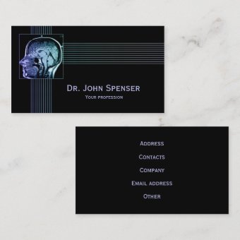 Simple Black Neurologist Xray Head Business Card | Zazzle