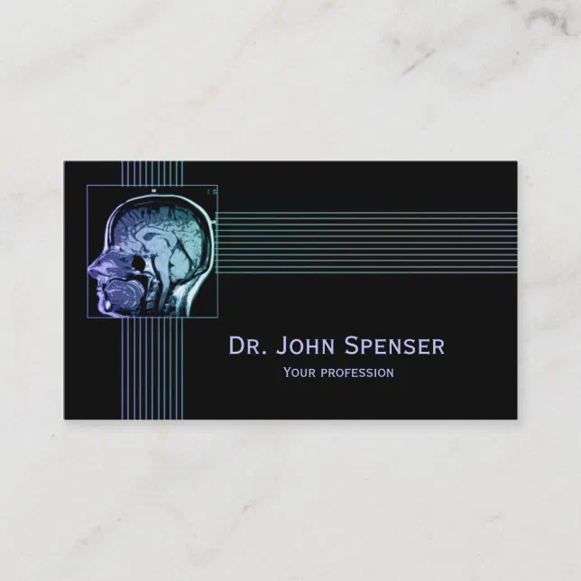 Simple Black Neurologist Xray Head Business Card | Zazzle
