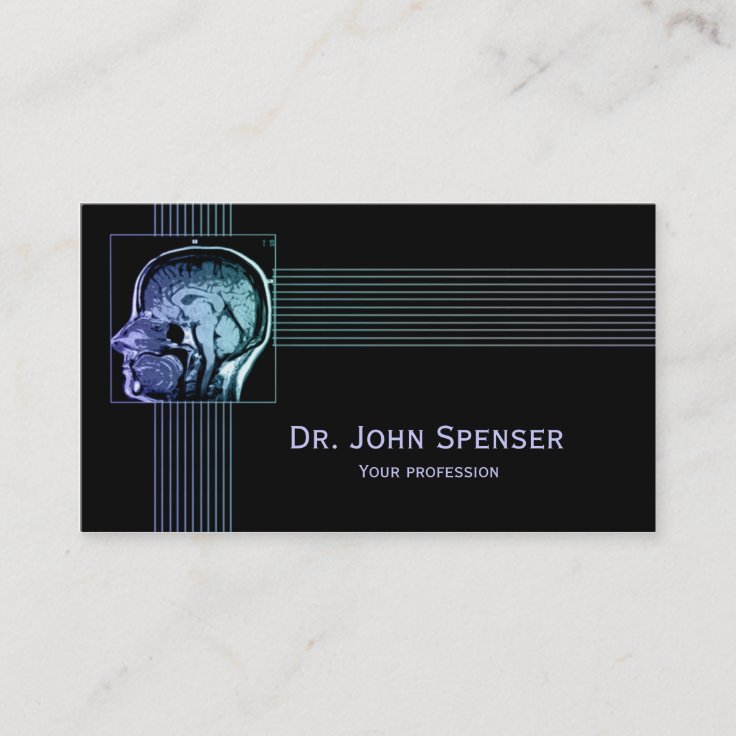 Simple Black Neurologist Xray Head Business Card | Zazzle