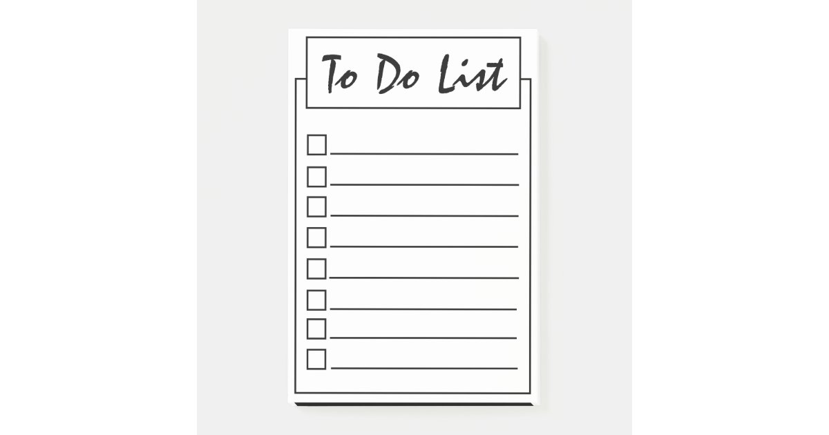 Simple Black On White To Do List Post-it Notes | Zazzle