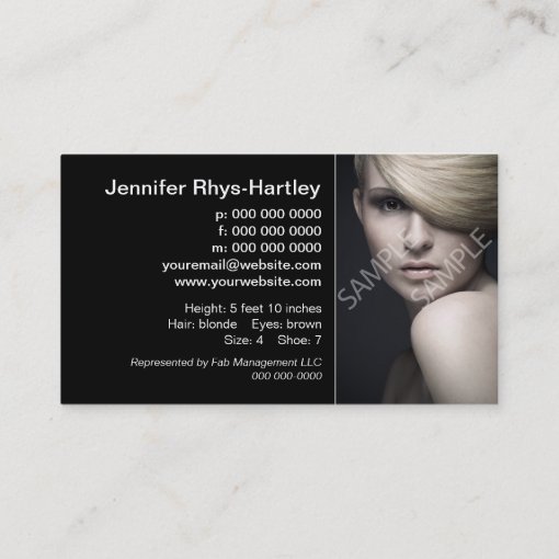Simple Black Panel Double Headshot Business Card | Zazzle