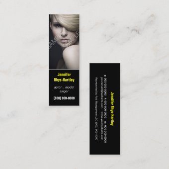 Simple Black Panel Headshot Mini Business Card | Zazzle