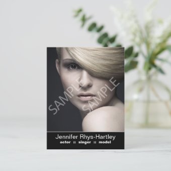 Simple Black Panel Headshot Postcard | Zazzle