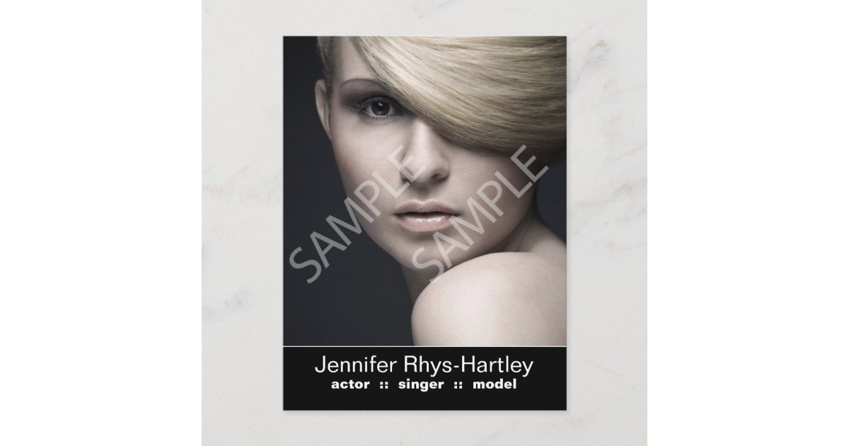 Simple Black Panel Headshot Postcard | Zazzle