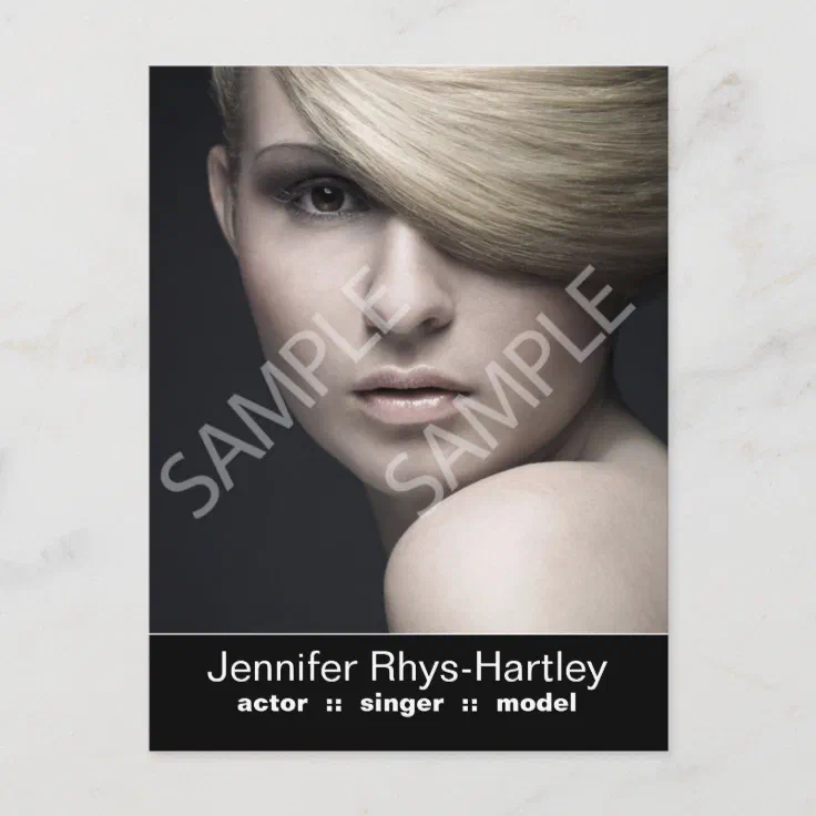 Simple Black Panel Headshot Postcard | Zazzle