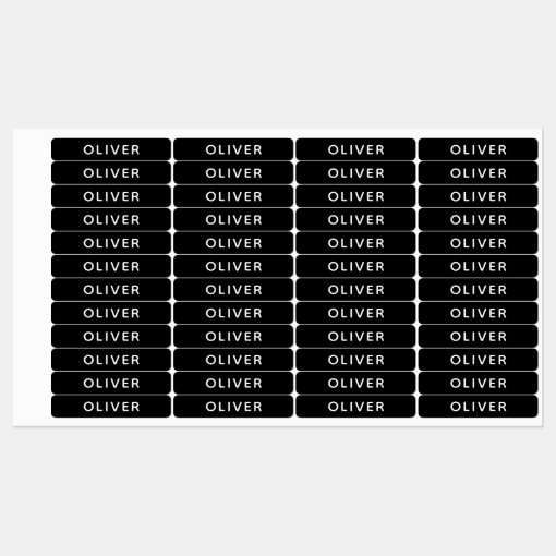 Simple Black Personalized School Kids Clothing Labels | Zazzle