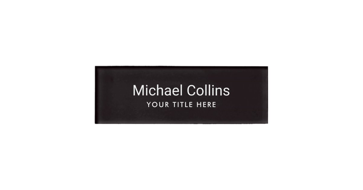 Simple black professional magnetic name tags | Zazzle