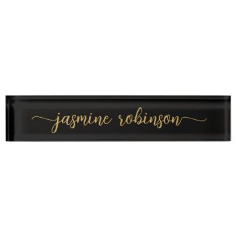 Simple Black Professional Signature Script Desk Name Plate | Zazzle