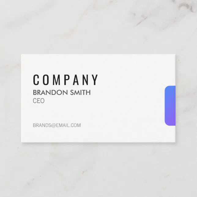 Simple Black / (Purple Gradient Tab) Business Card | Zazzle