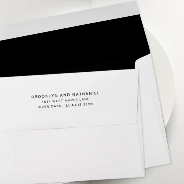 Simple Black Return Address Lined Envelope | Zazzle