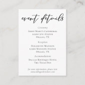 Simple Black Script Formal Wedding Event Details Enclosure Card | Zazzle