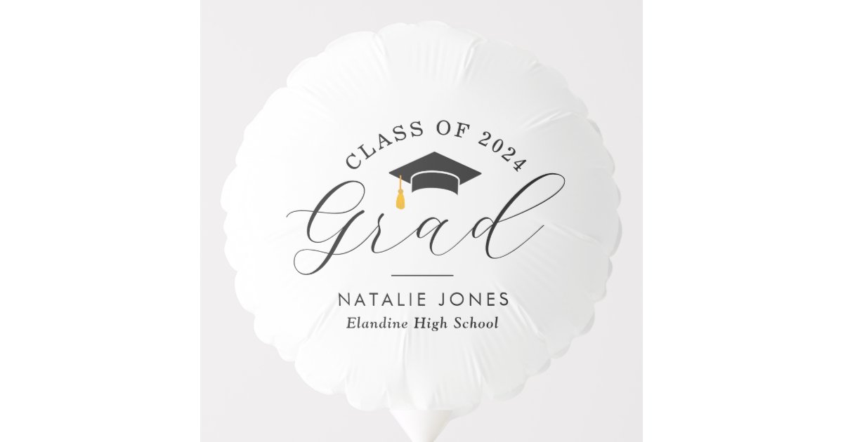 simple black script graduation balloon | Zazzle
