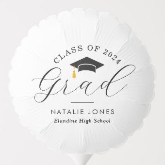 simple black script graduation balloon | Zazzle