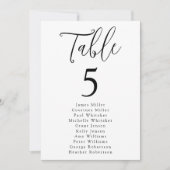 Simple Black Script Table Number Seating Chart | Zazzle