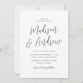 Simple Black Script Wedding Invitation | Zazzle
