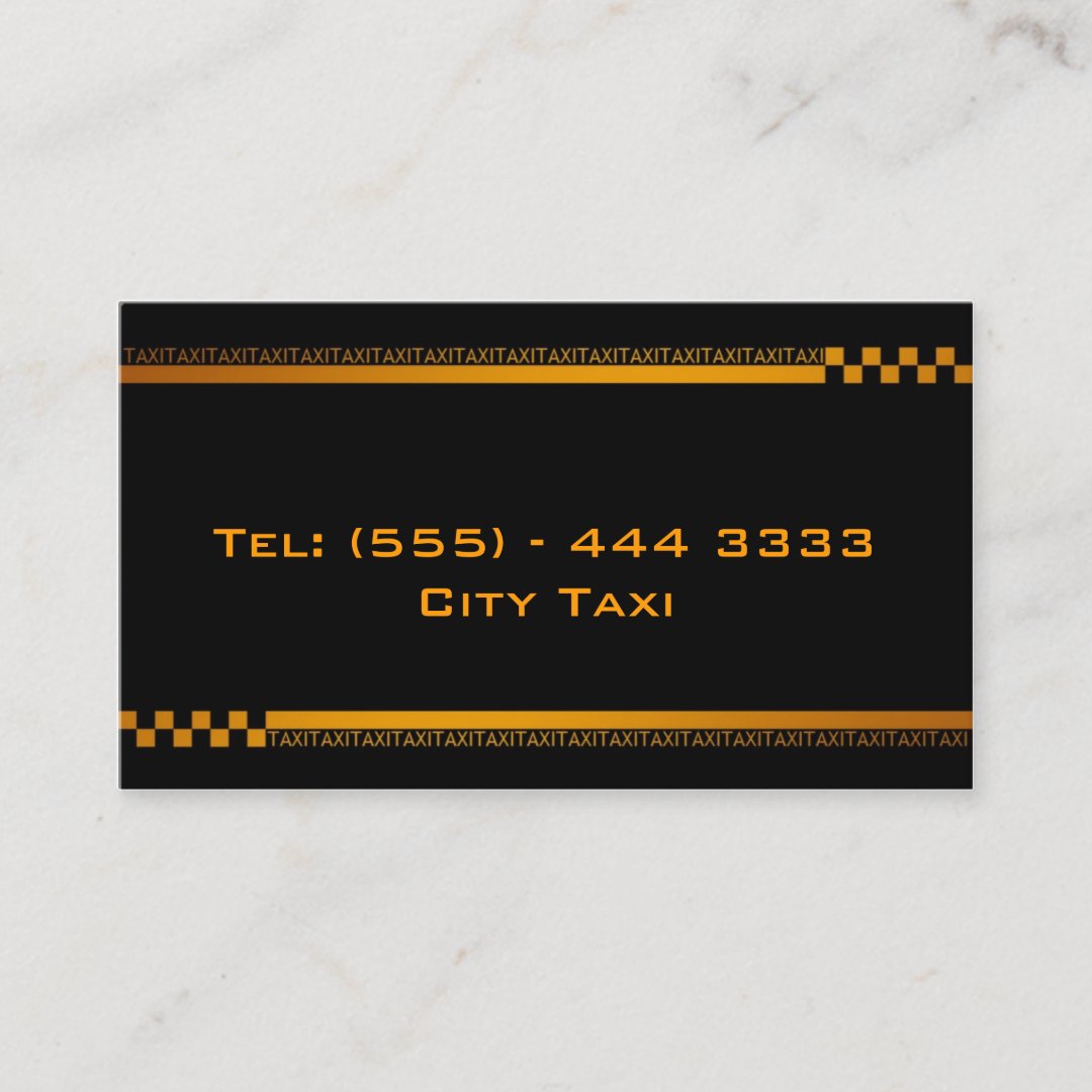 Simple Black Taxi Service Business Card | Zazzle