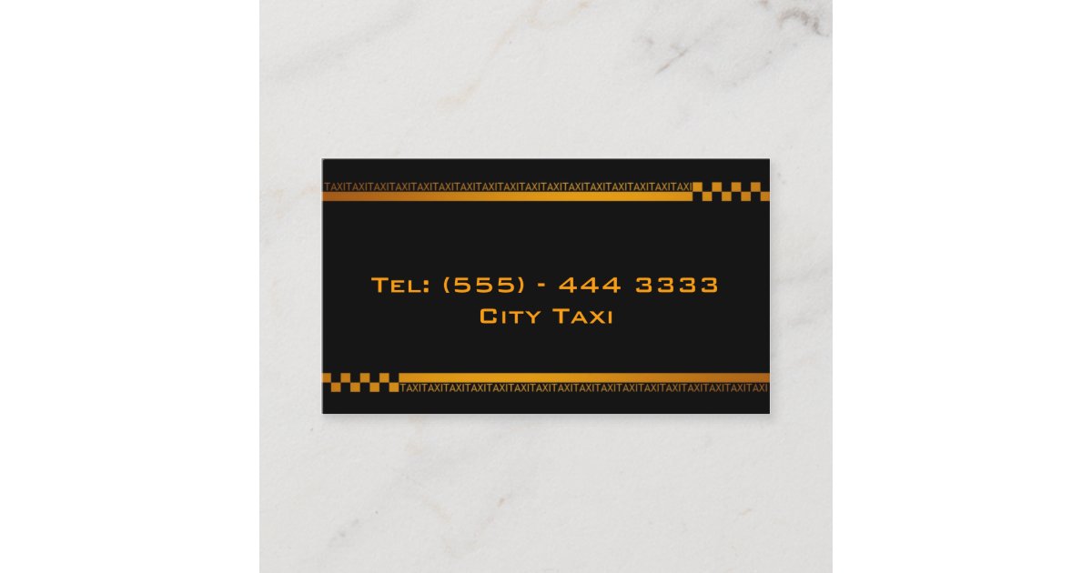 Simple Black Taxi Service Business Card | Zazzle