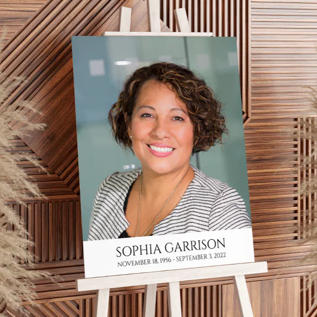 Simple Black Text with Photo Memorial Service Foam Board | Zazzle