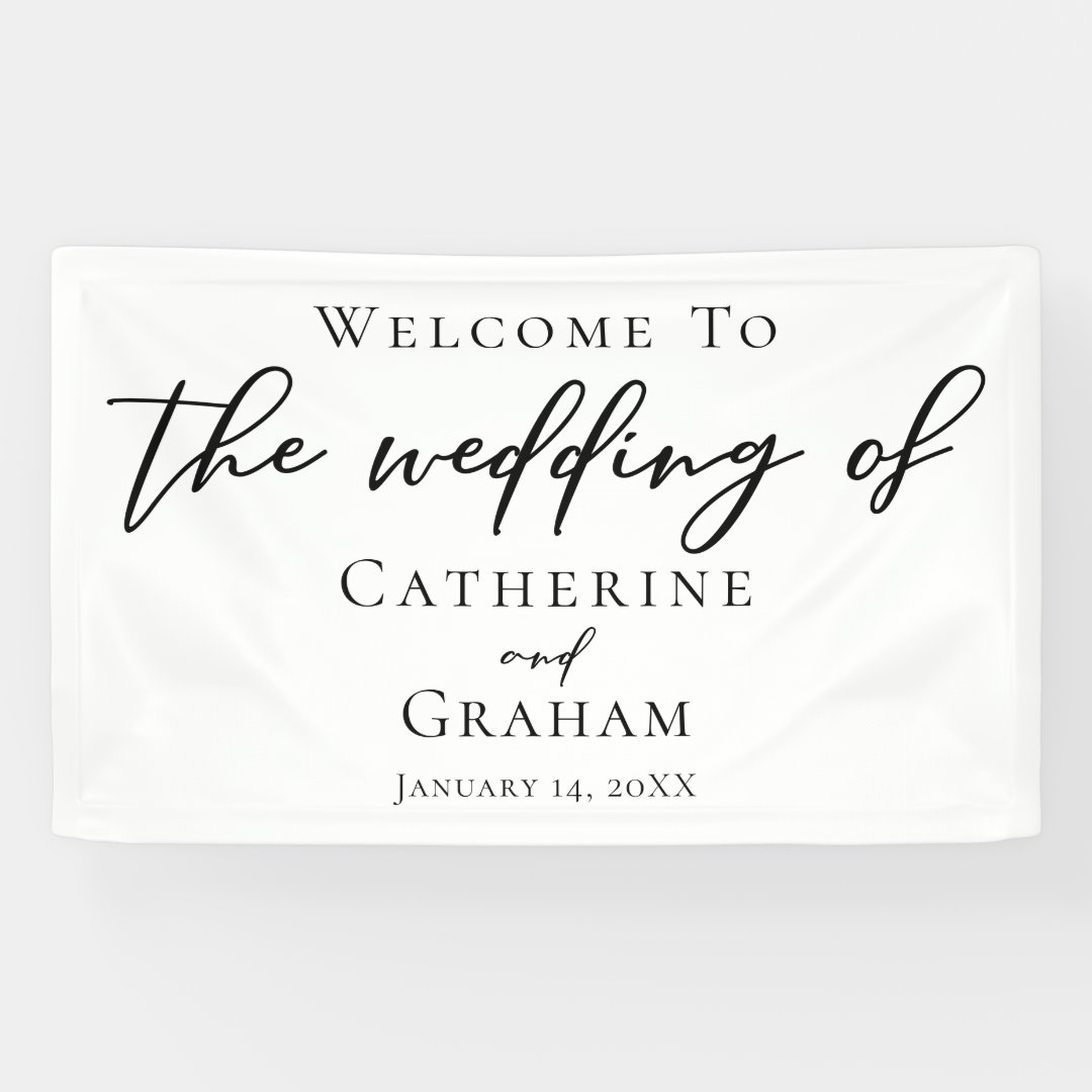 Simple Black Typography Elegant Modern Wedding Banner | Zazzle