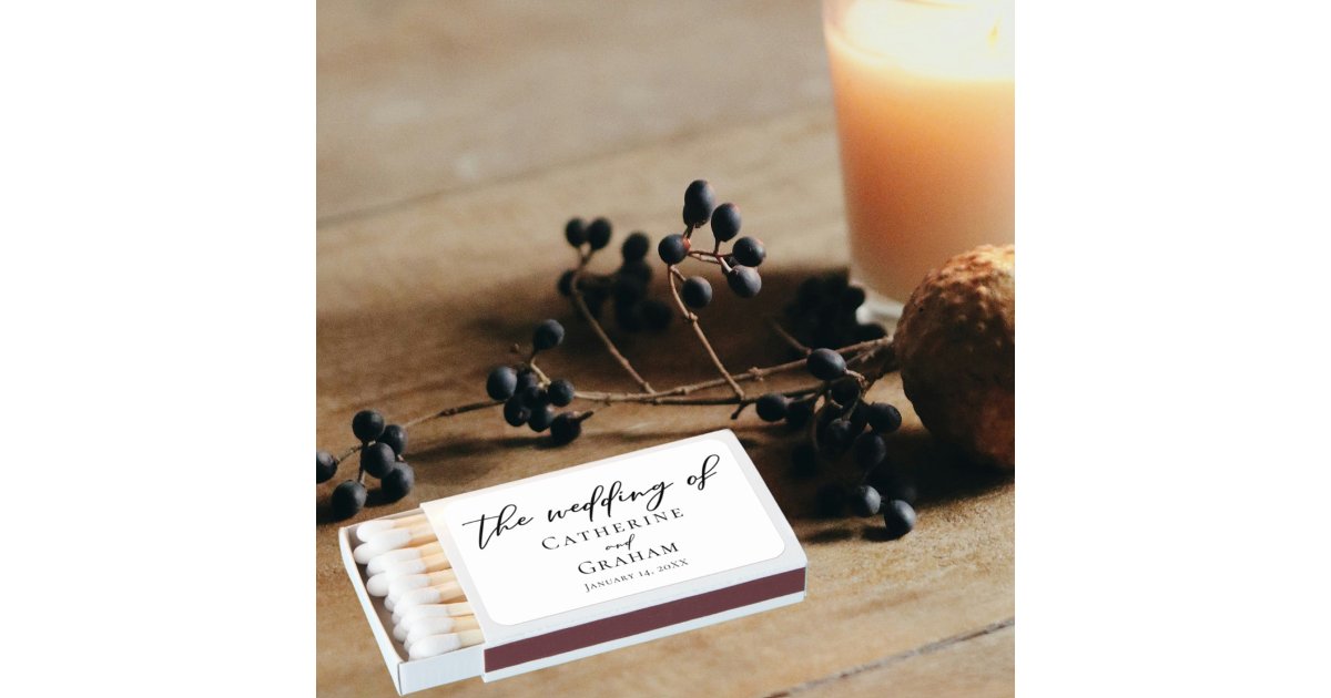 Simple Black Typography Elegant Modern Wedding Matchboxes | Zazzle