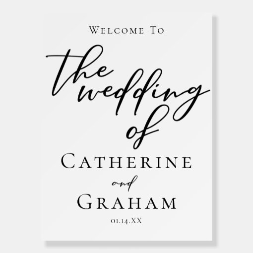 Simple Black Typography Formal Wedding Welcome Foam Board | Zazzle
