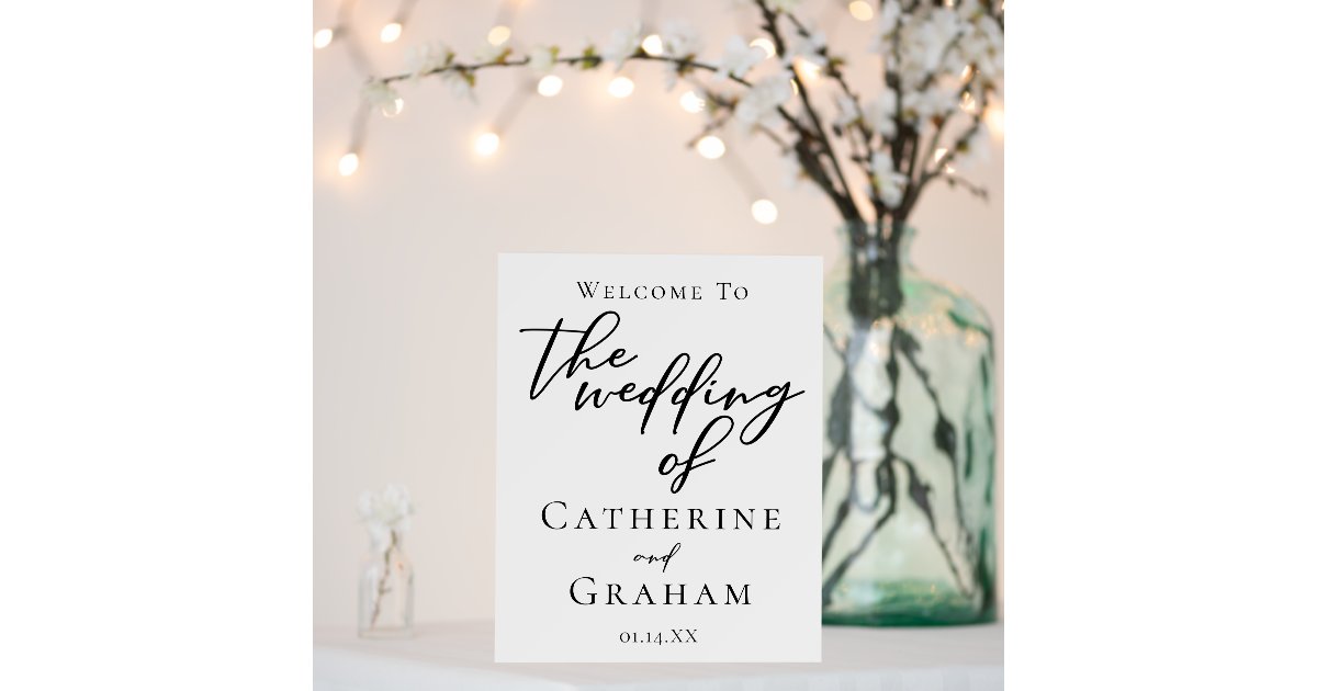 Simple Black Typography Formal Wedding Welcome Foam Board | Zazzle
