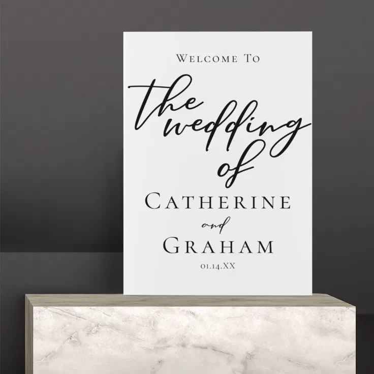 Simple Black Typography Formal Wedding Welcome Poster | Zazzle