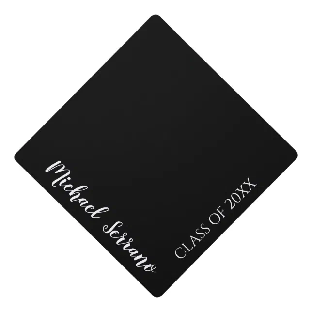 Simple Black Typography Graduation Cap Topper | Zazzle