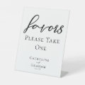 Simple Black Typography Take One Wedding Favors Pedestal Sign | Zazzle