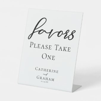 Simple Black Typography Take One Wedding Favors Pedestal Sign | Zazzle